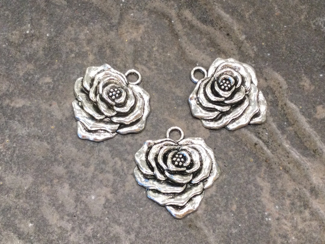 Rustic Artisan Style Heart Charms With Texture and Flower Detail ...