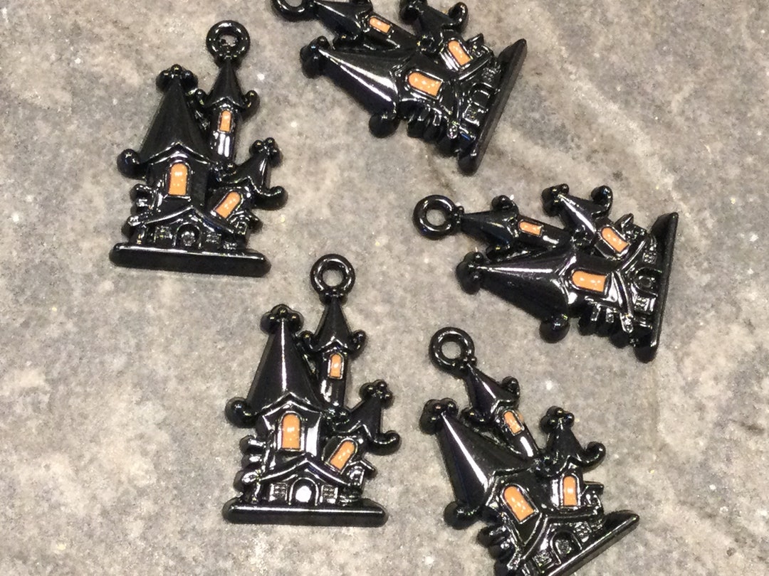 Black Halloween Haunted House Charms Nicely Detailed Package of 5 Fall ...