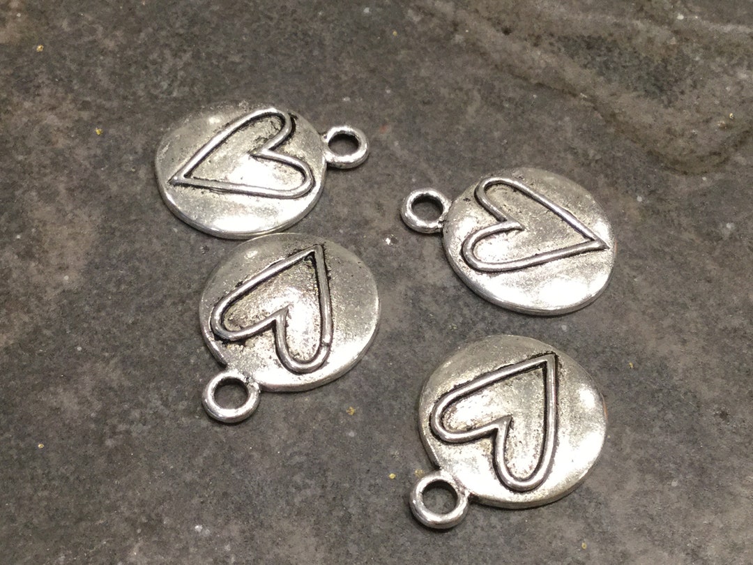 Heart Charms Package of 4 Charms Rustic Charms Great for Adjustable ...