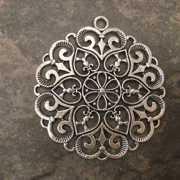 Large Silver Pendant - Etsy