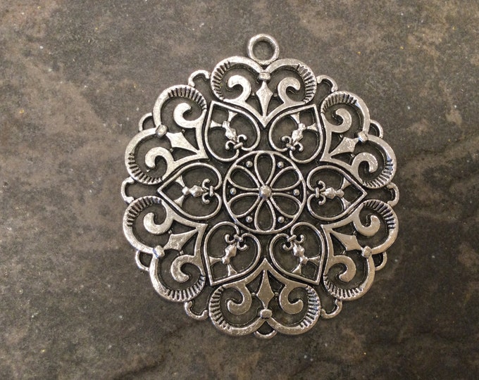 Large Silver Pendants With Filigree Pattern Great Quality Focal ...
