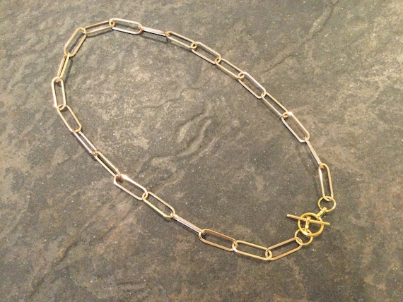 CLEARANCE 16 Gold Paper Clip Style Chain With Toggle Clasp - Etsy