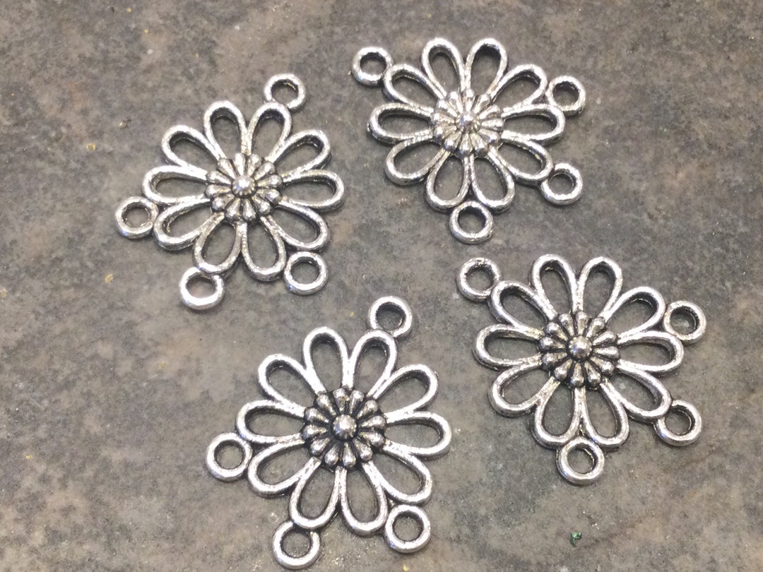 Silver Filigree Daisy Flower Connectors for Jewelry Making Earring ...