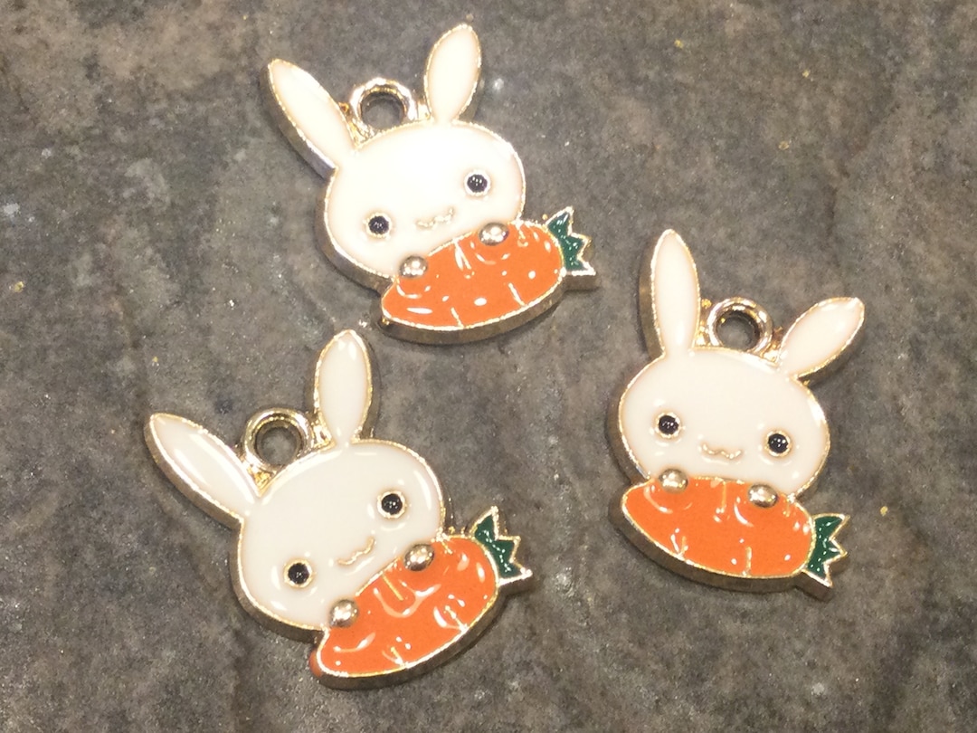 Easter Bunny Charms in Gold Finish With Enamel Detail Package of 3 ...