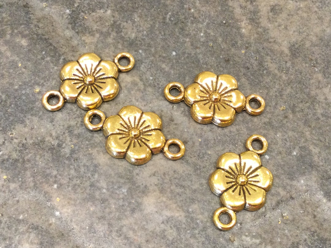 Gold Flower Connectors Package of 4 Connectors Spring Jewelry ...