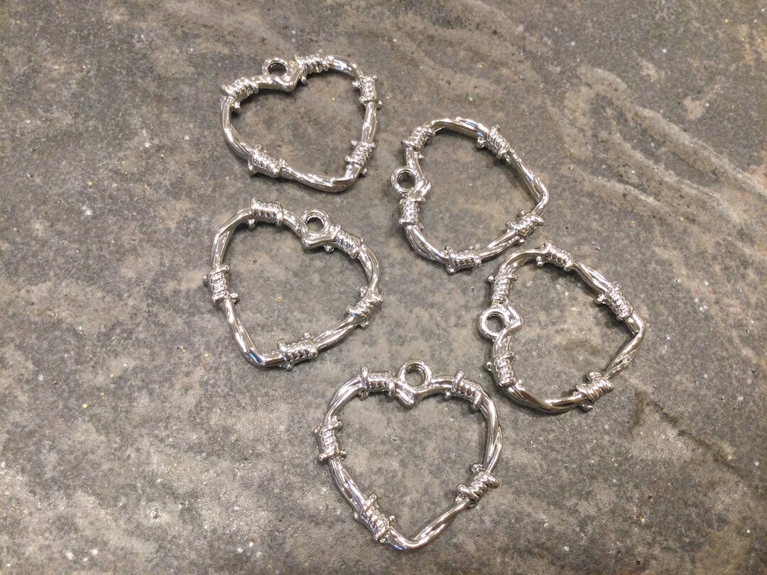 Rustic Heart Charms Package of 5 Open Heart Charms Reversible Heart ...