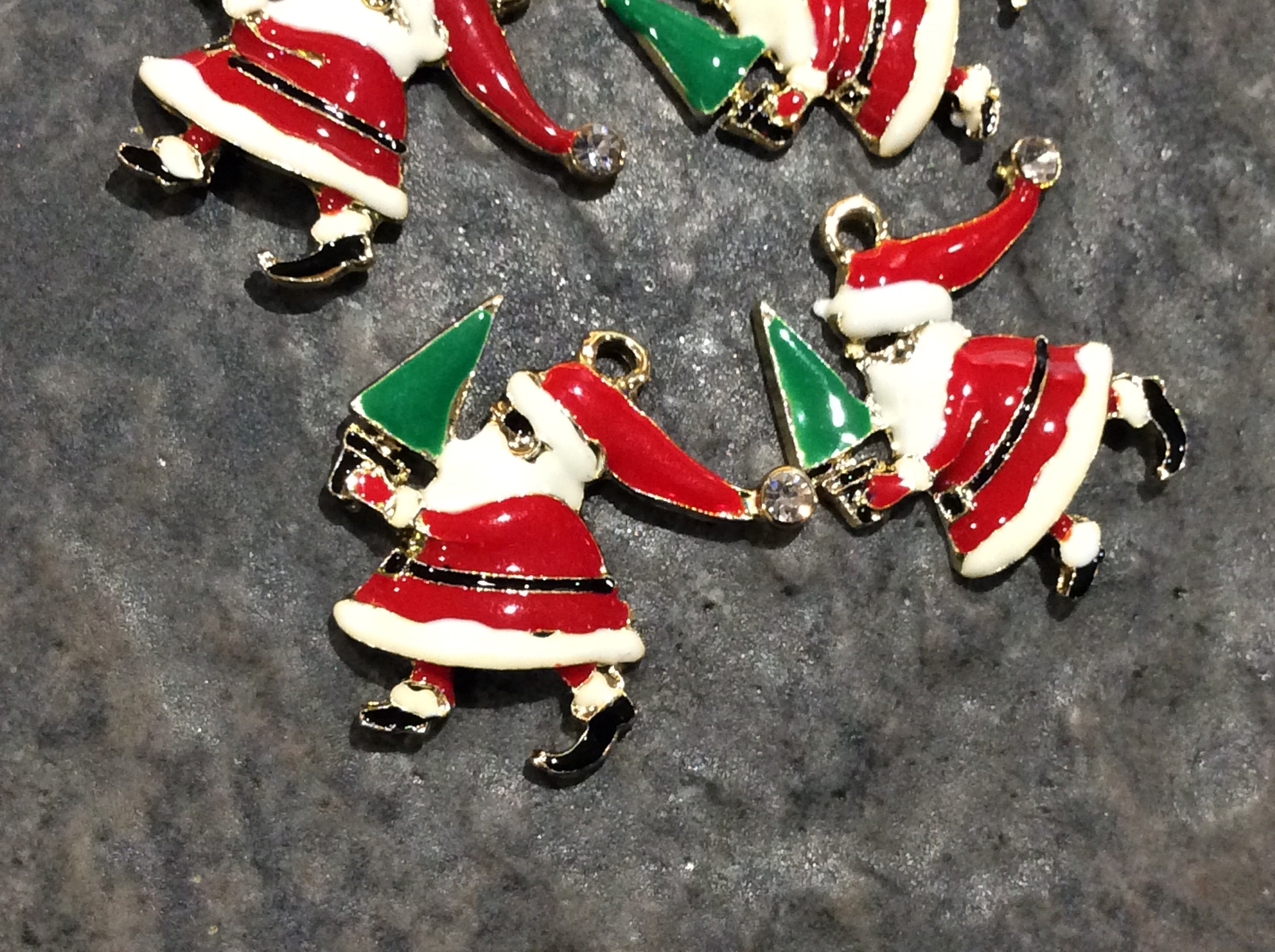 Santa Claus Charms Package of 4 Charms Enamel Christmas Charms With ...