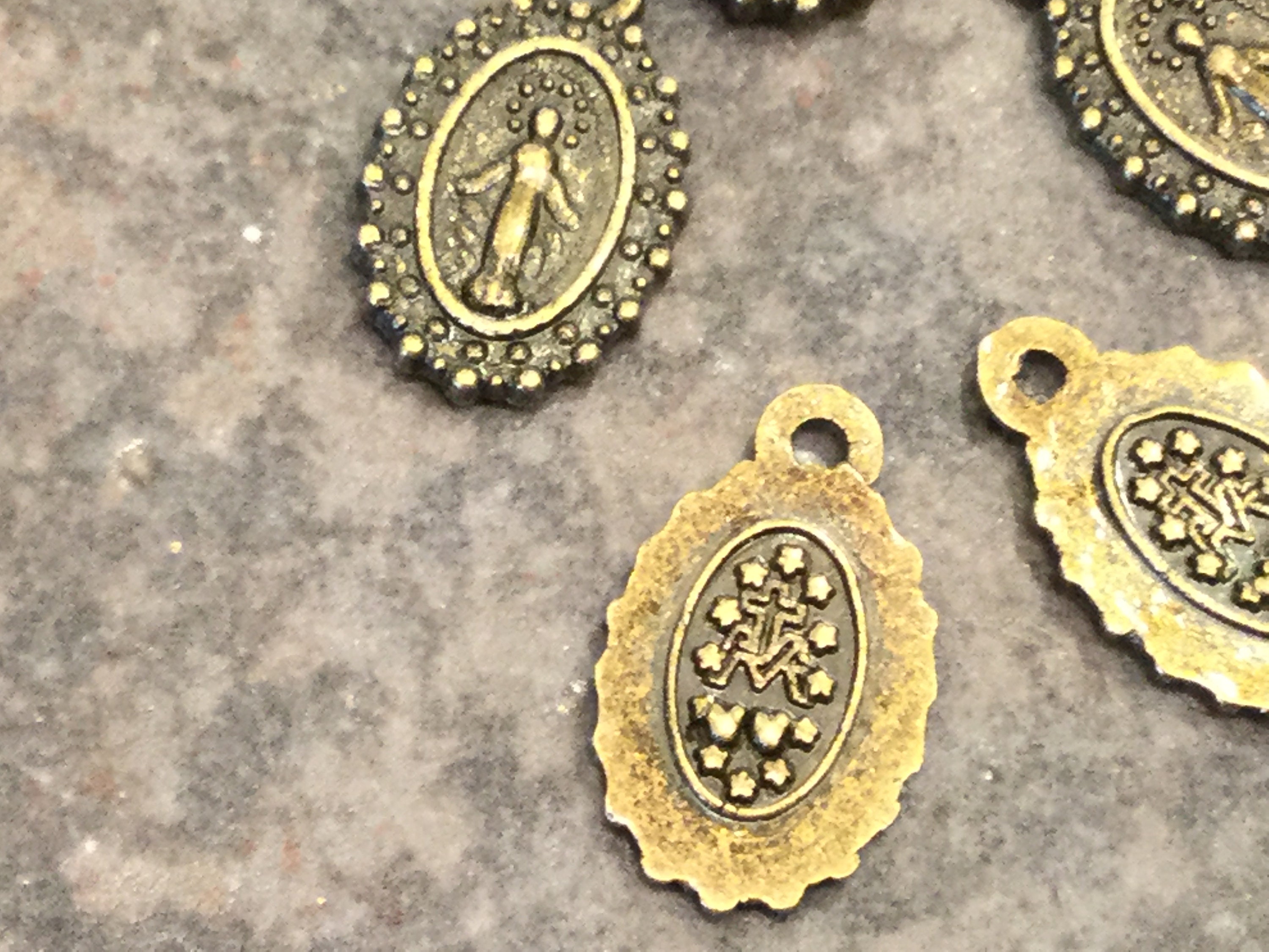 CLEARANCE Bronze Miraculous Medal Charms Package of 5 Small Charms ...