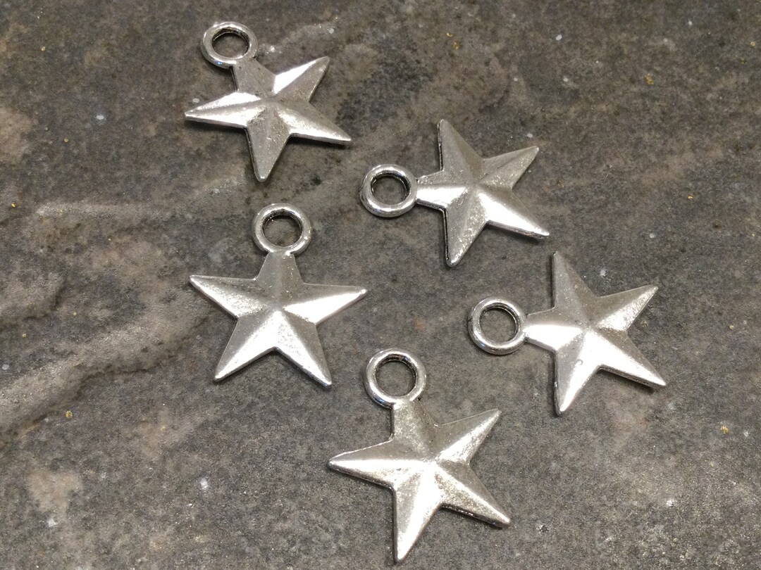 CLEARANCE Star Charms Package of 5 Charms Rustic Star Charms Three ...