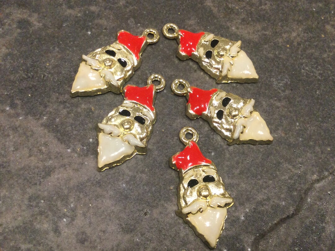 Enamel Santa Claus Charms Set of 5 High Quality Charms in Gold Finish ...