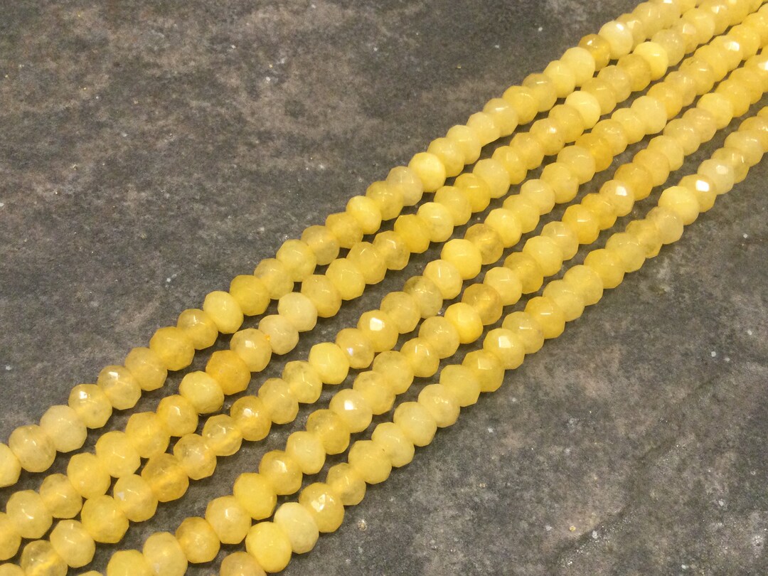 Pale Yellow Malaysian Jade Gemstone Beads Faceted Rondelle Gemstone ...