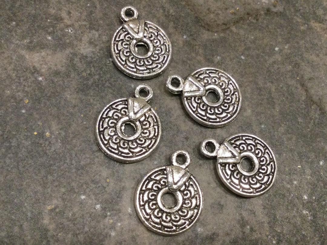 Tribal Style Circle Dangle Charms Package of 5 Charms Antique Silver ...