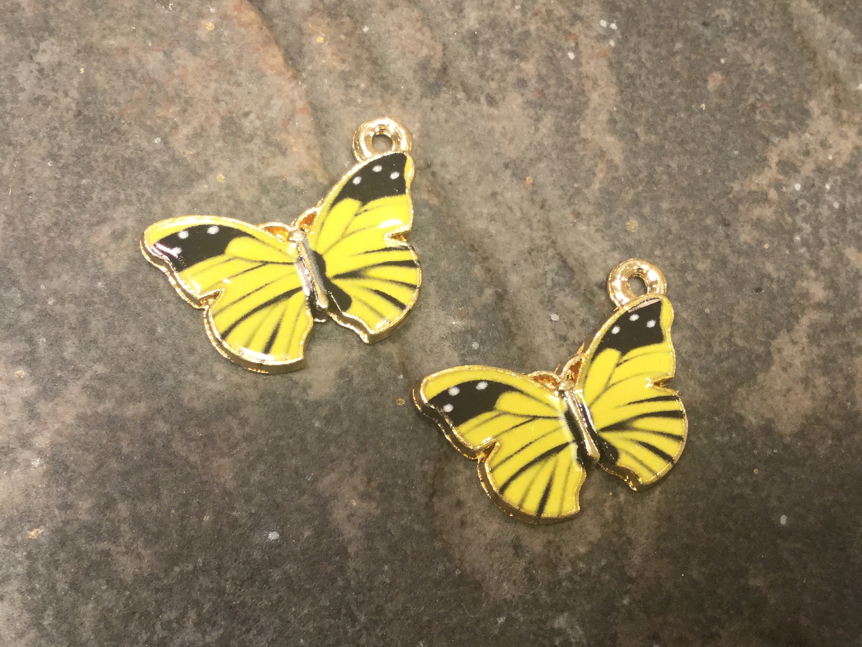 CLEARANCE Yellow Enamel Butterfly Charms Package of 2 Charms - Etsy