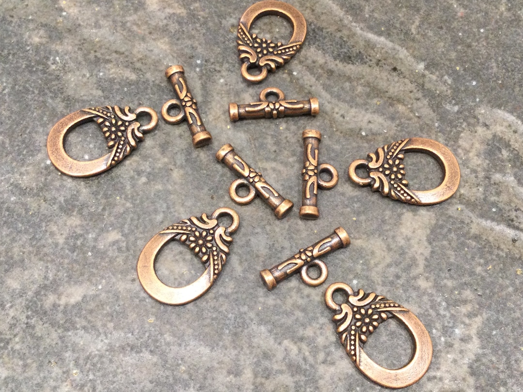 Copper Toggle Clasps With Floral Filigree Detail Package of 5 Clasps ...