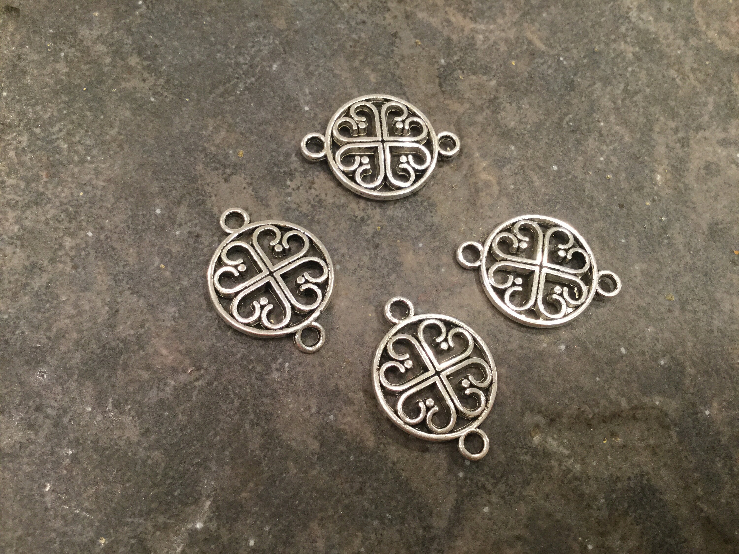 Four Leaf Clover Heart Connectors in Silver Finish Perfect for | Etsy