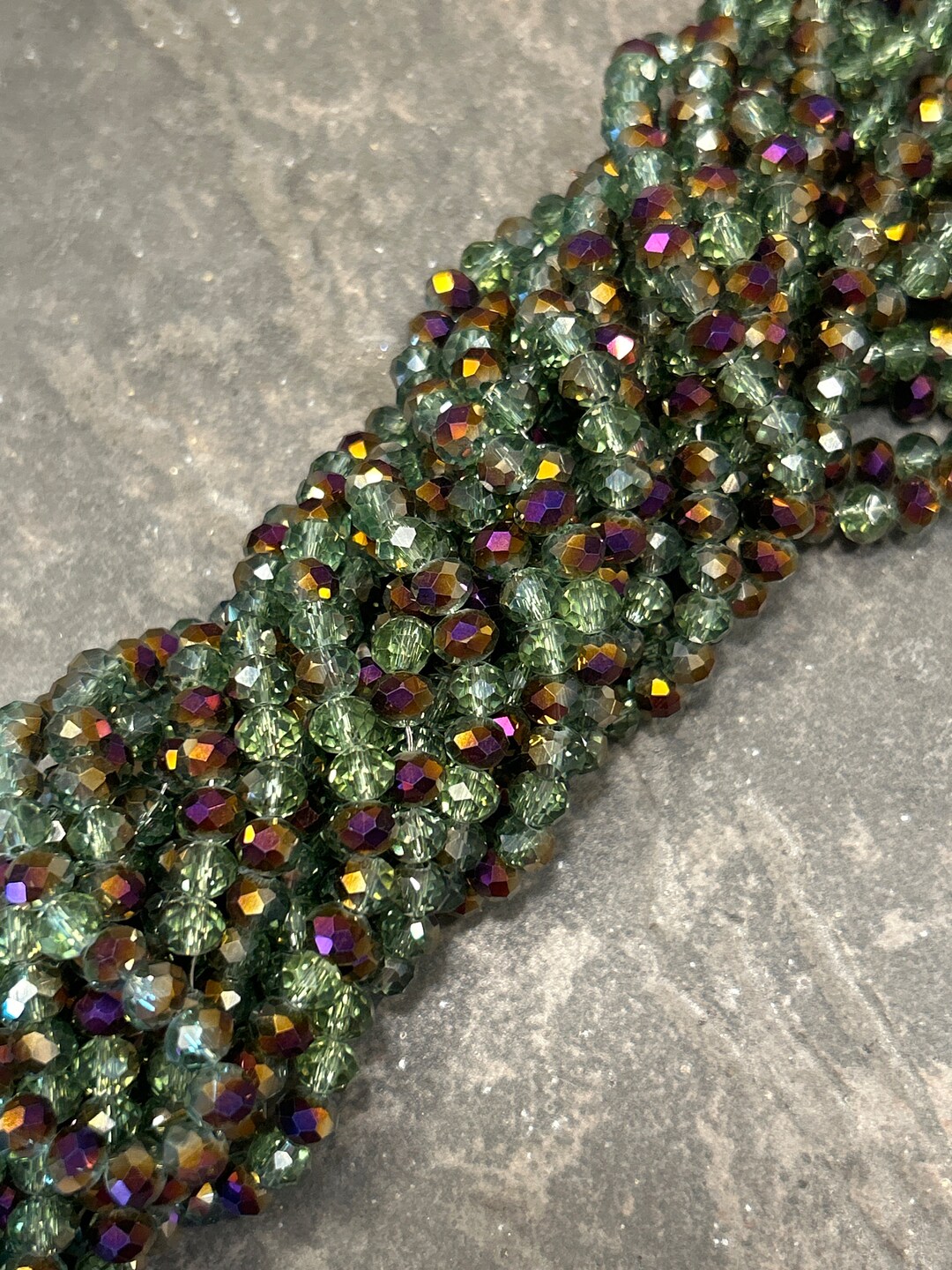 Erinite Green Metallic Purple Rainbow Finish 6mm Faceted Crystal ...