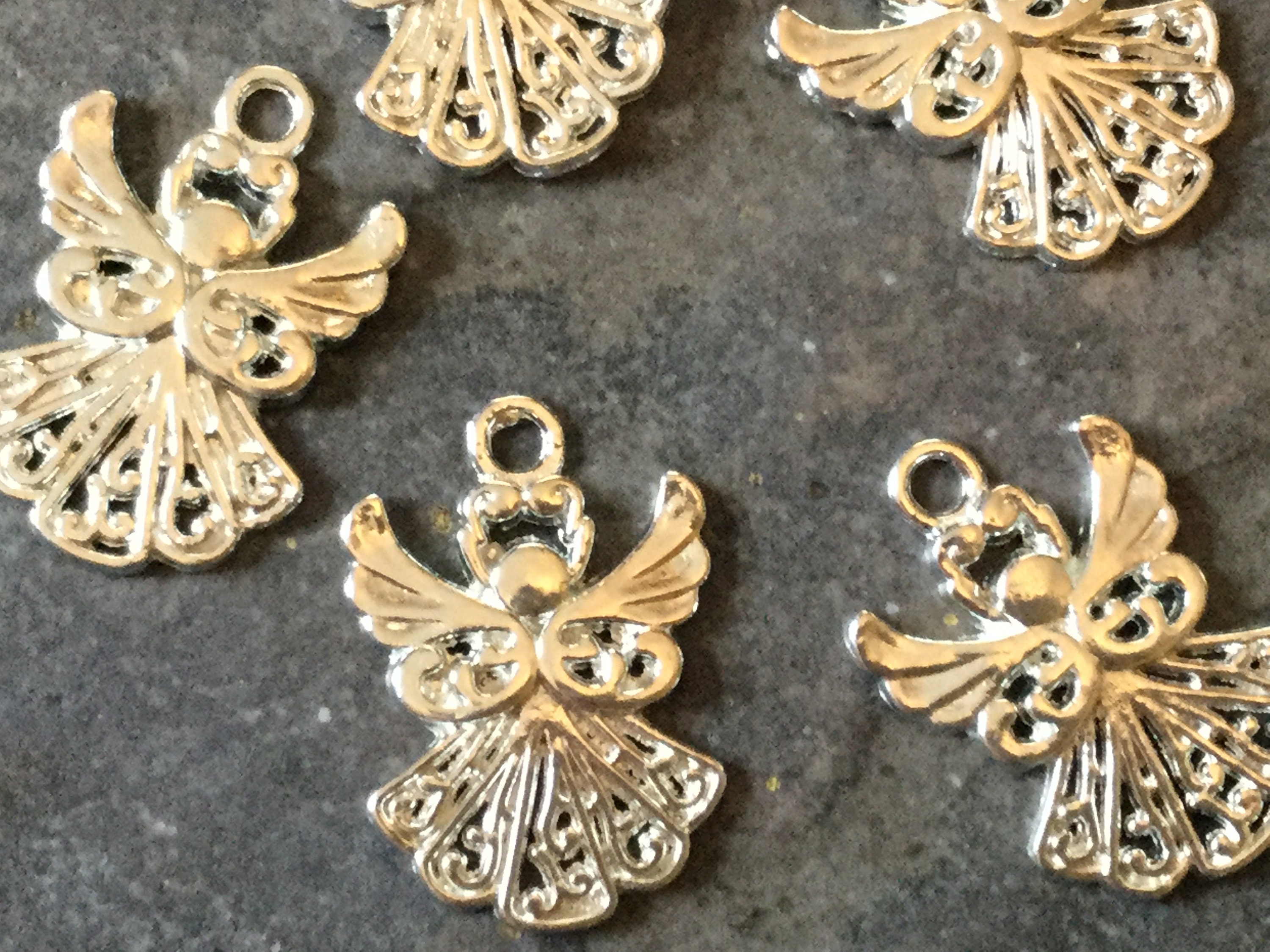 Clearance Filigree Angel charms package of 5 silver Angel | Etsy