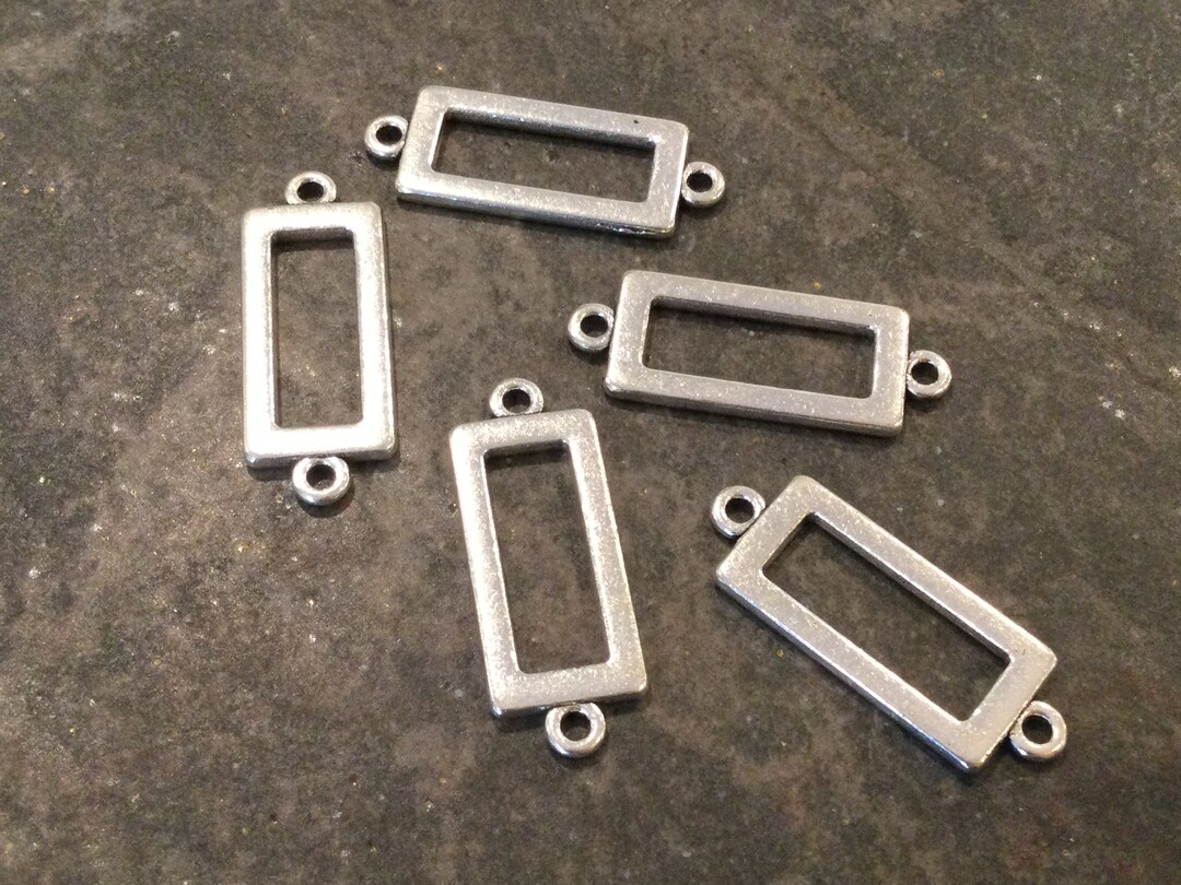 Antique Silver Rectangle Shape Connectors of 5 Connectors for Jewelry ...