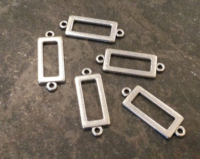 Antique Silver Rectangle Shape Connectors of 5 Connectors for Jewelry ...