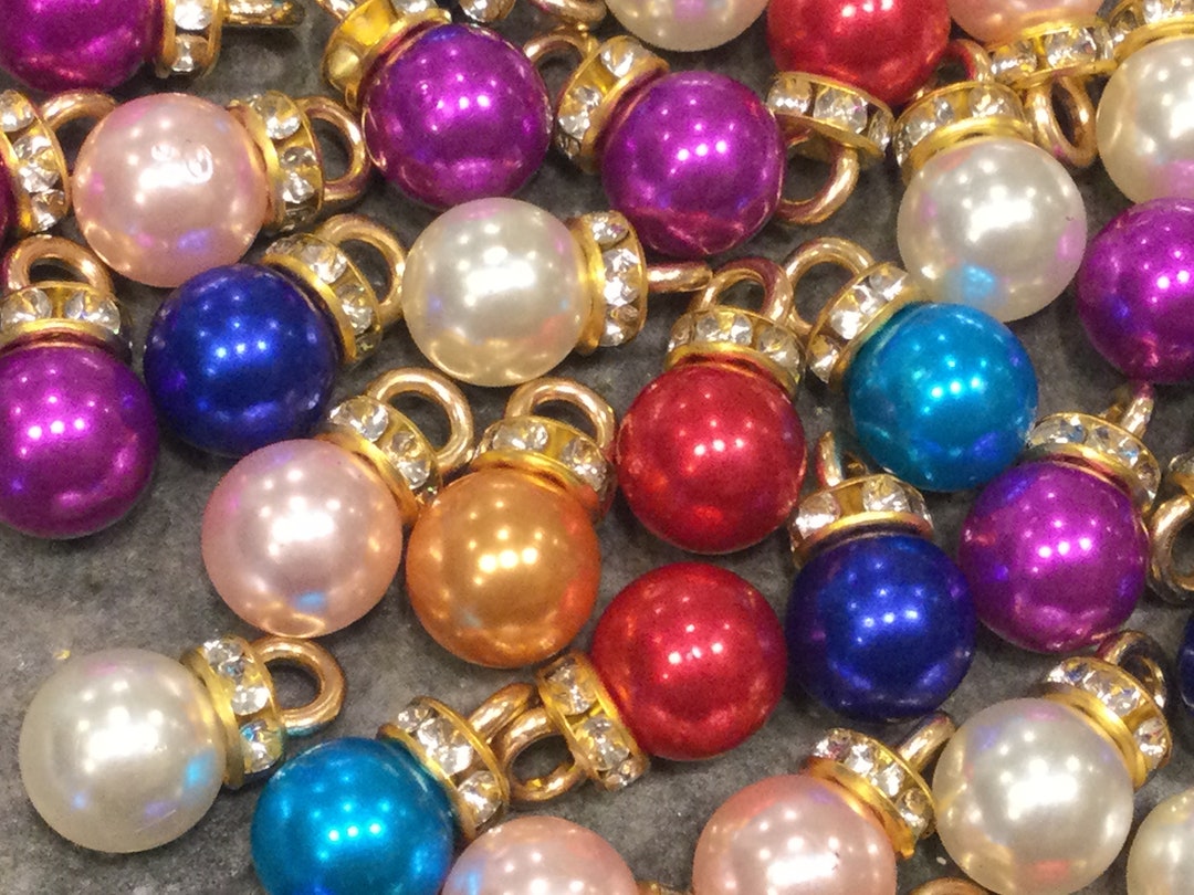 Mini Gold Finish Christmas Ornament Charms With Jeweltone Pearl and ...