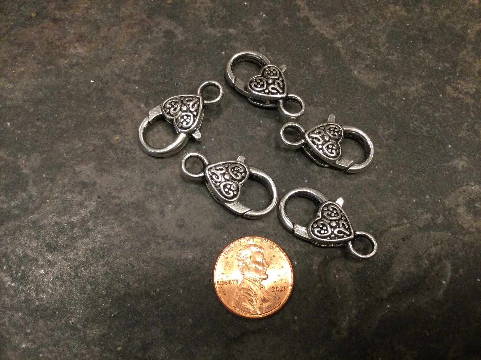 Large Heart Filigree Lobster Claw Clasps Package of 5 Antique | Etsy