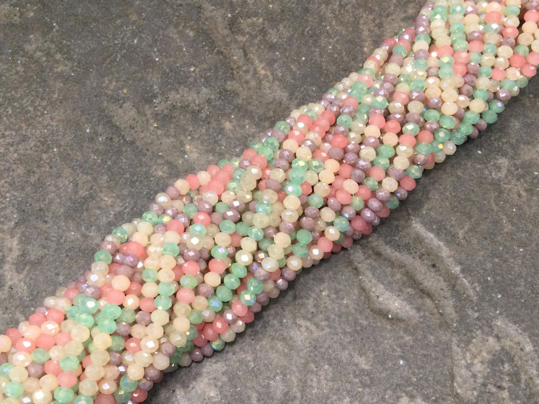 Summer Watermelon Mix Multi Color Pearl Luster Faceted Crystal Rondelle ...