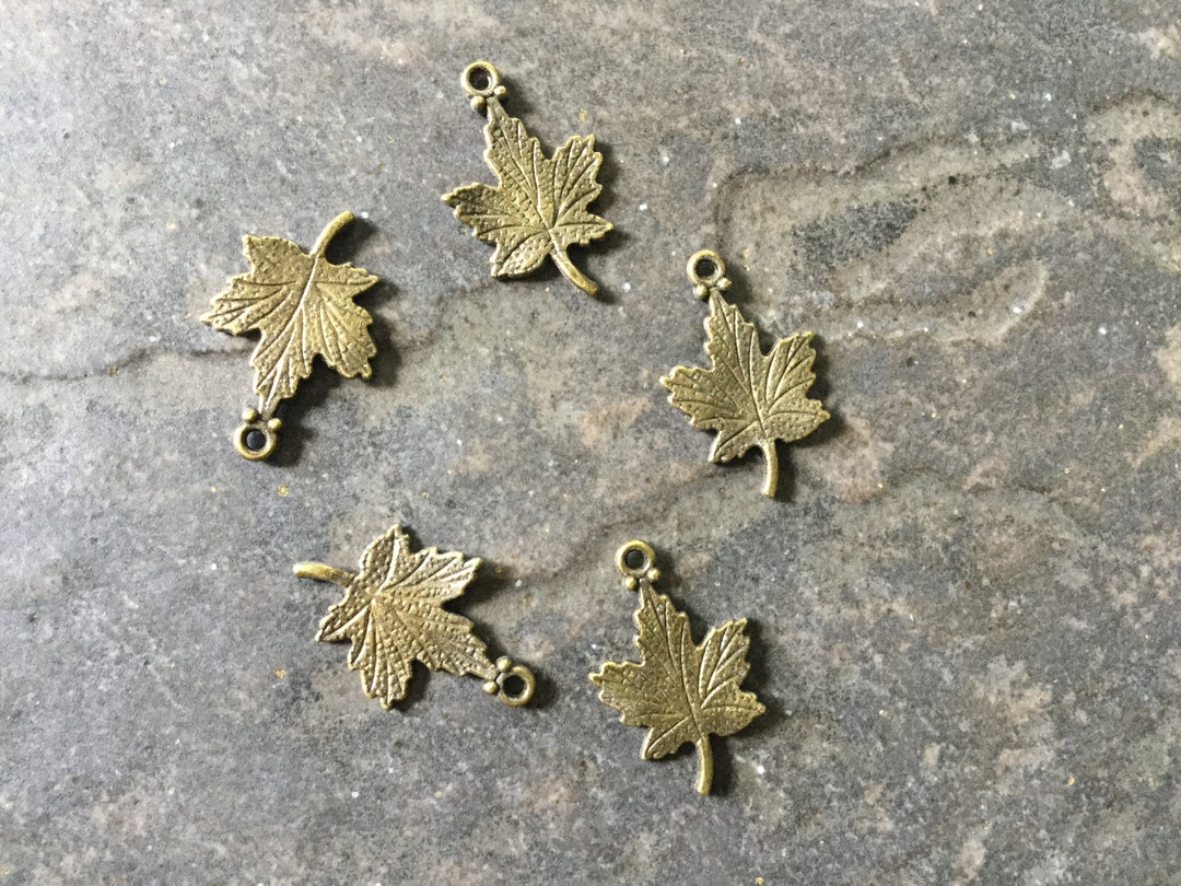 Fall Maple Leaf Charms in Antique Bronze Finish Package of 5 Charms ...