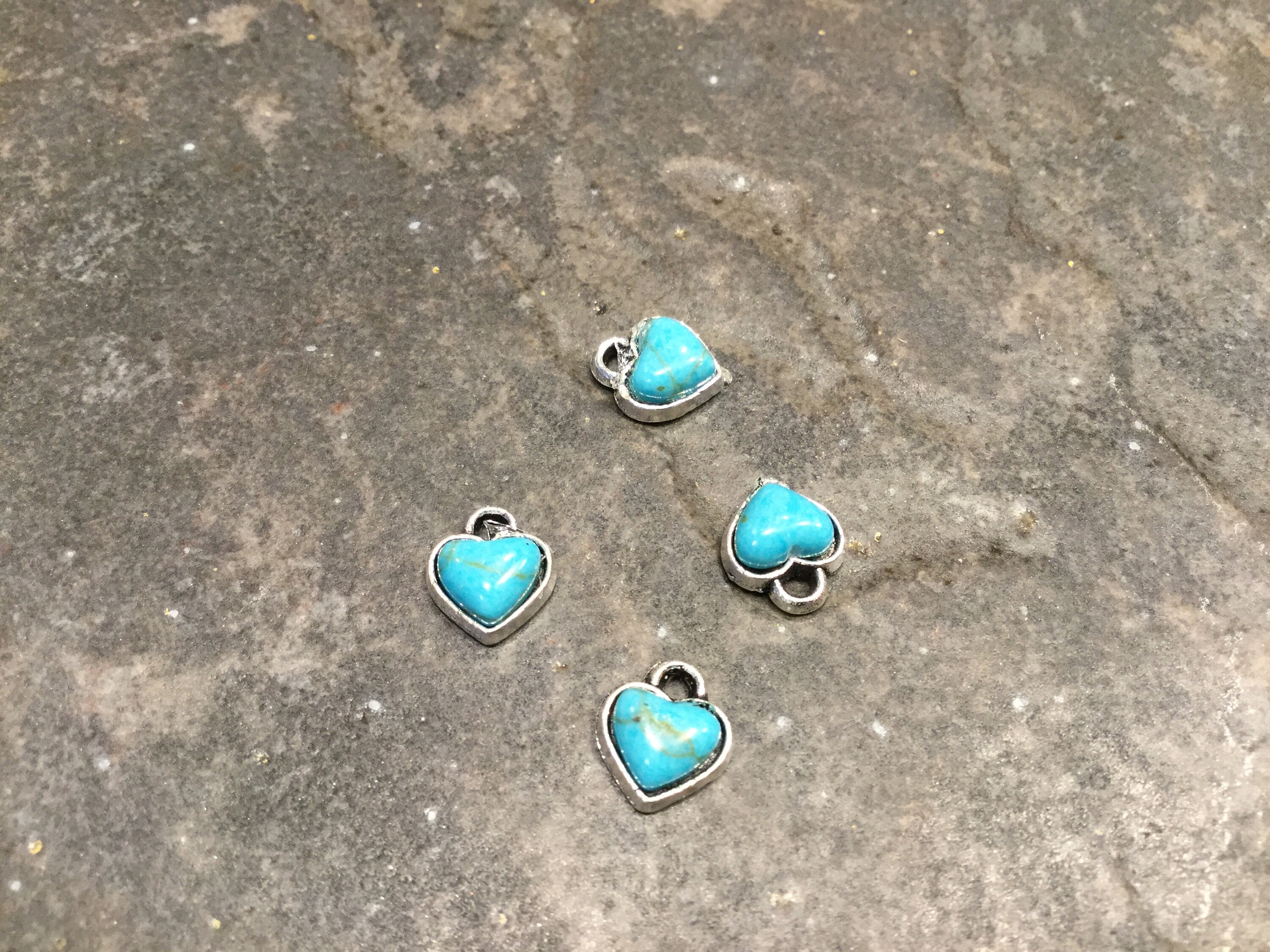 Tiny Turquoise Heart Pendants With Howlite Cabochon Package of - Etsy