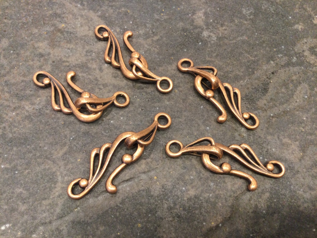 CLEARANCE Antique Copper Hook Clasps Filigree Style Clasps Pack of 5 ...