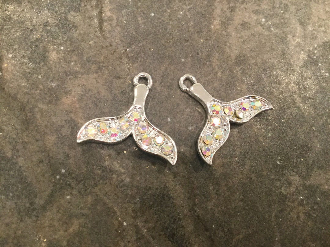 CLEARANCE Mermaid Tail Charms Antique Silver Finish With Aurora ...