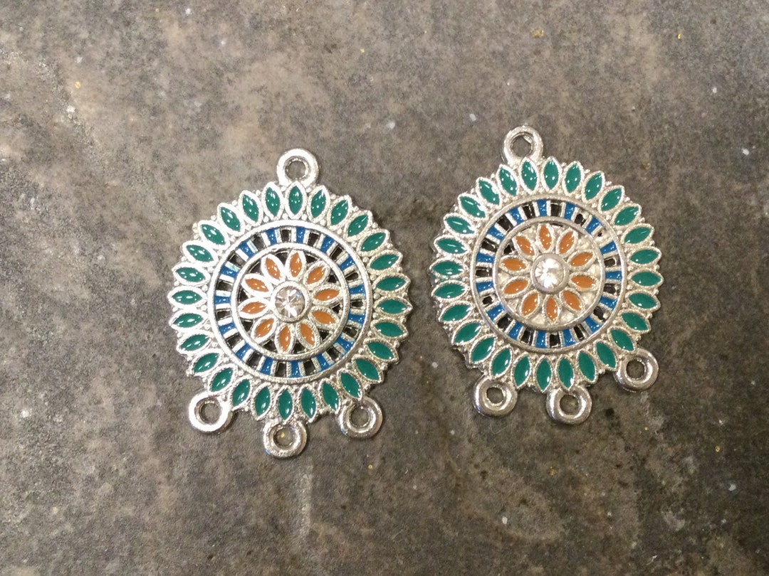 Round Filigree Chandelier Earring Forms With Fall Color Enamel Accents ...