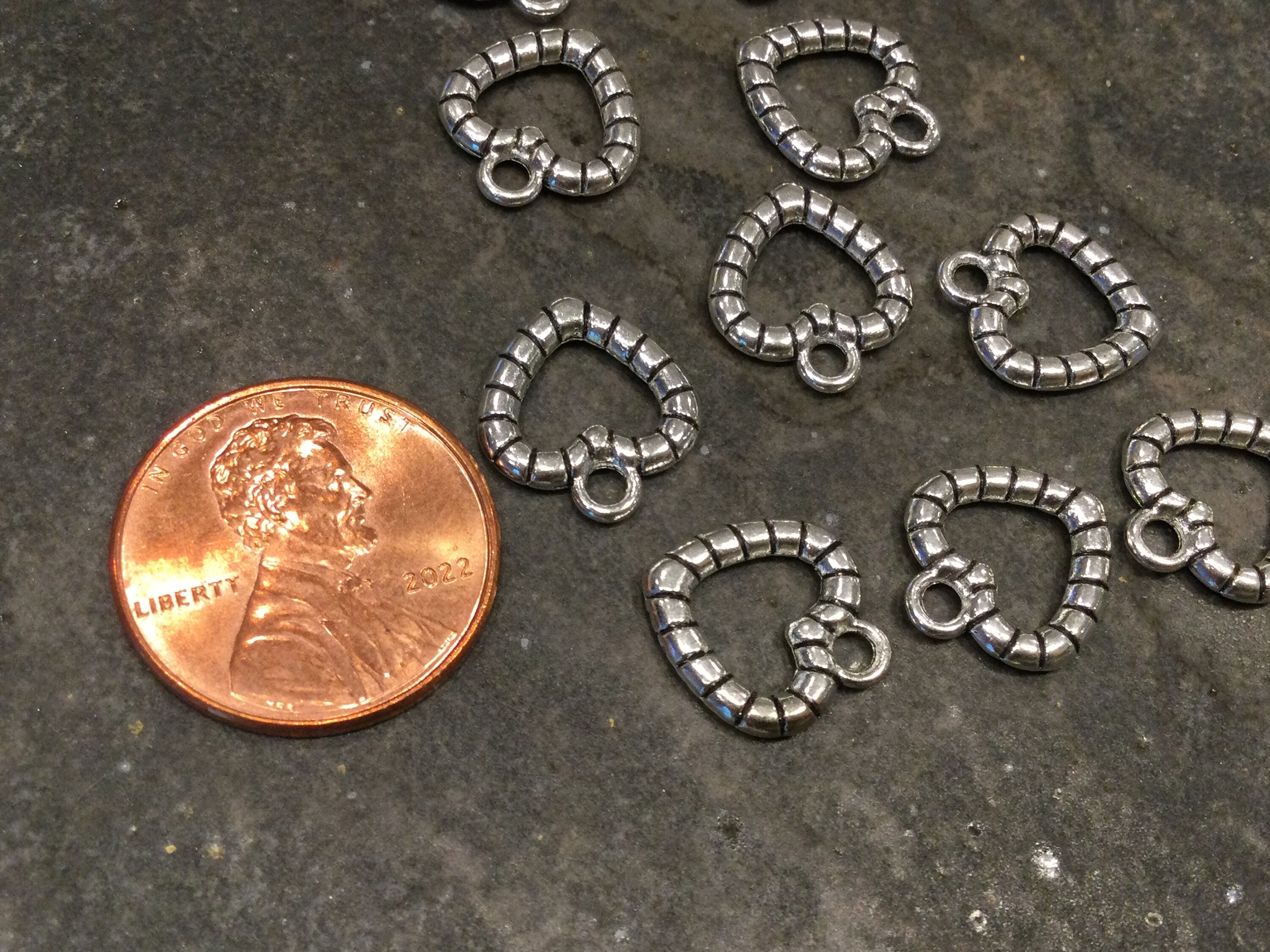 SPECIAL BUY Artisan Style Silver Heart Charms Package of 10 - Etsy