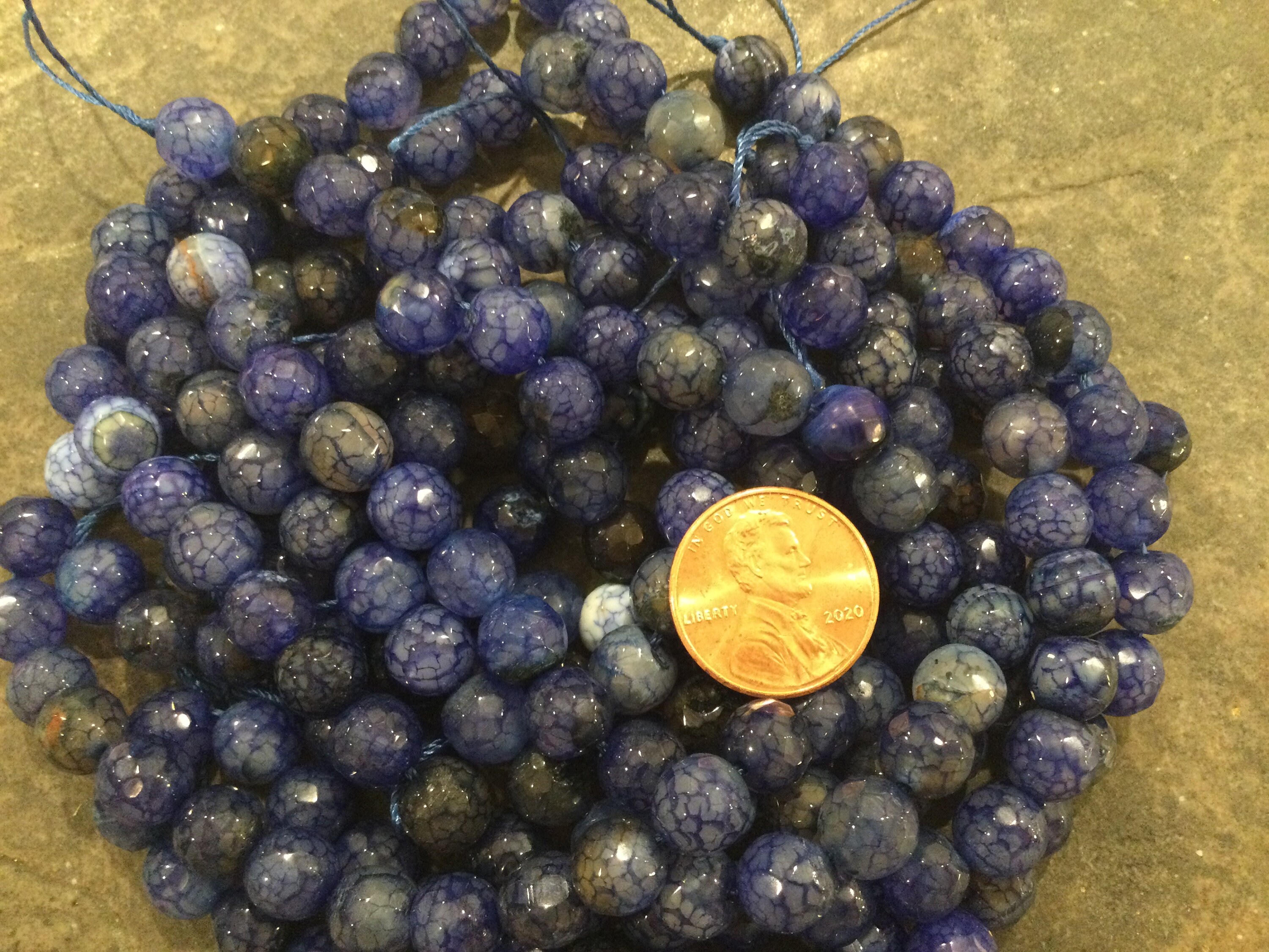 Blueberry Blue Dragon Vein Agate 8mm Beads 14 Inch Strand for Jewelry ...