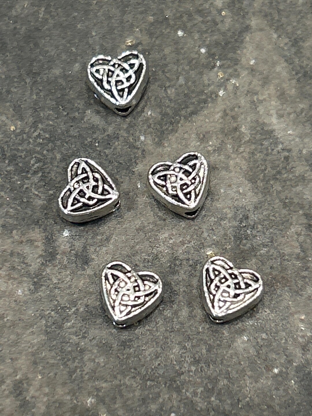 Celtic Knot Heart Spacer Beads Package of 5 Charms Silver Celtic Knot ...
