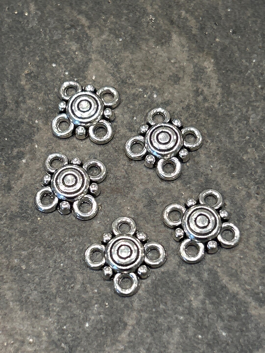 Ornate Flower Connectors Package of 5 Silver Connector Charms for ...