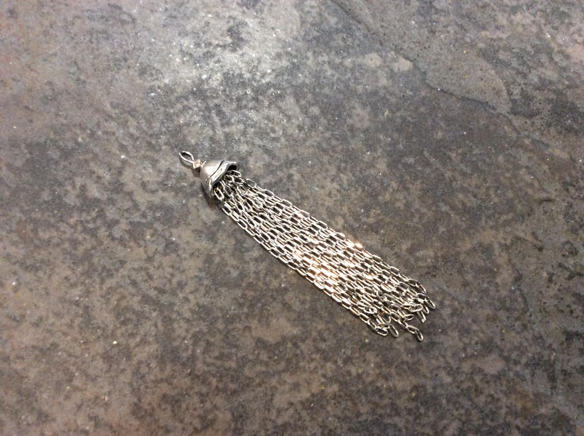 Long Silver Tassel Pendants Silver Finish Metal Chain Tassel - Etsy