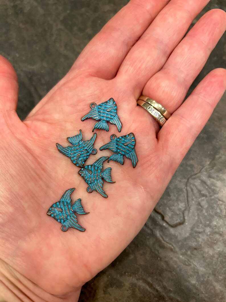 Copper Patina Fish Charms Package of 5 Beach Theme Charms - Etsy
