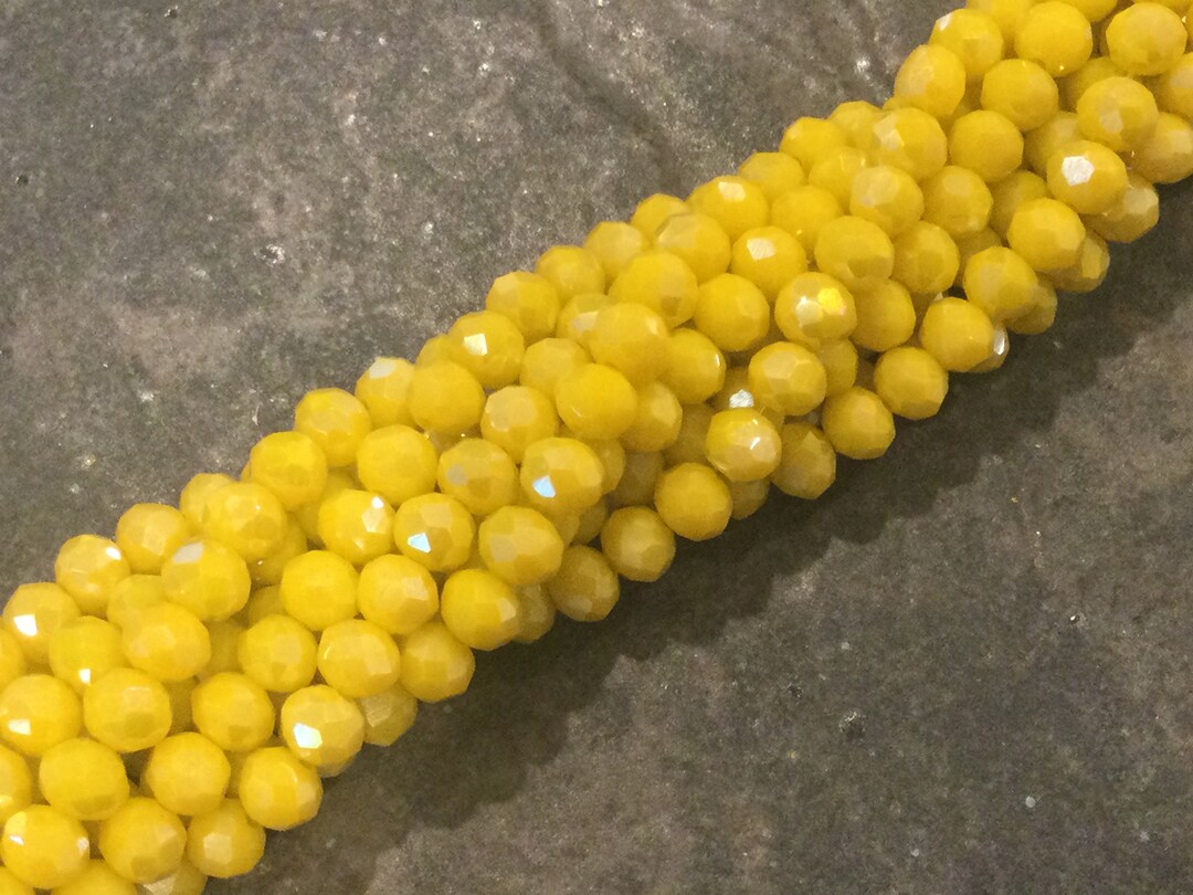Opaque Fall Gold With AB Finish Faceted Crystal Rondelle Beads 4mm 16 ...