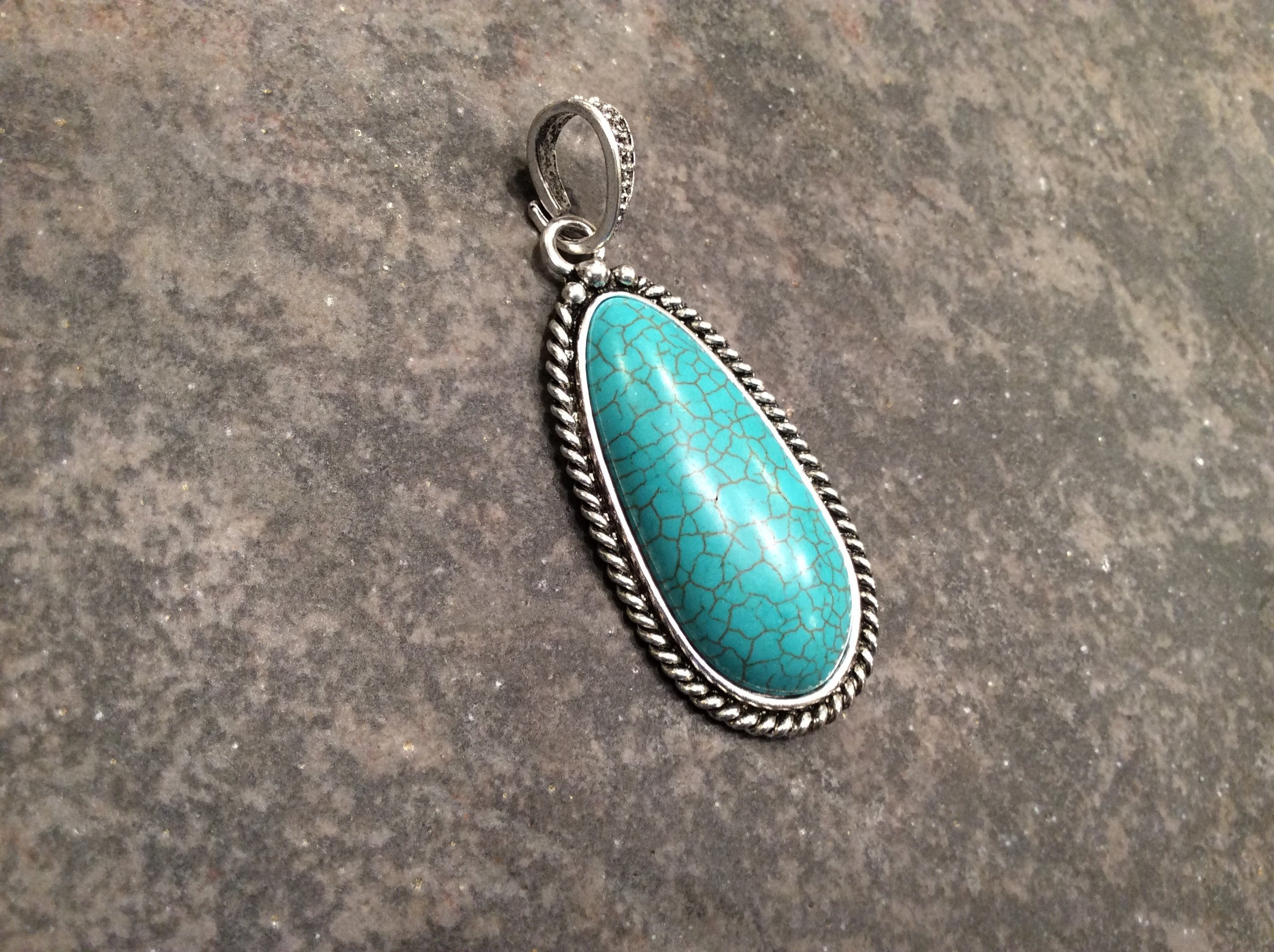 Large Oval Turquoise Antique Silver Pendants With Filigree - Etsy