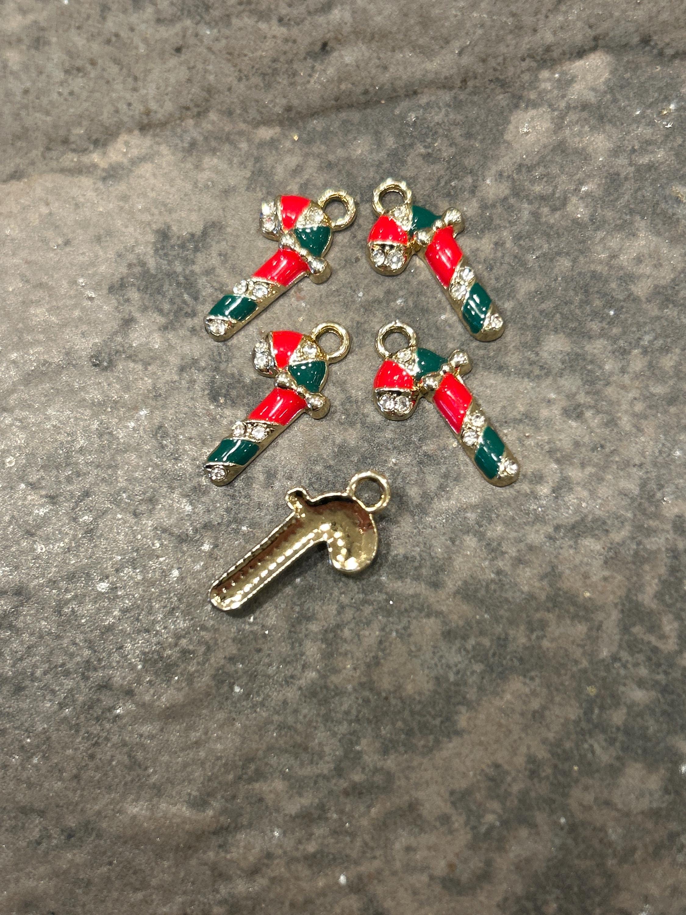 Enamel Candy Cane Charms Package of 5 Charms Christmas and Holiday ...