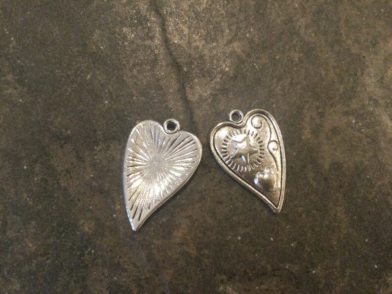 Rustic Artisan Style Heart Charms With Star Detail Package of - Etsy