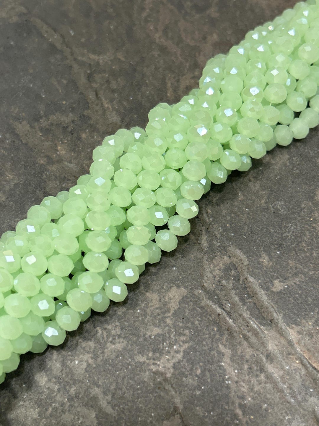 Milky Mint Green Pearl Luster Crystal Rondelle Beads 8mm 15 Inch Strand ...