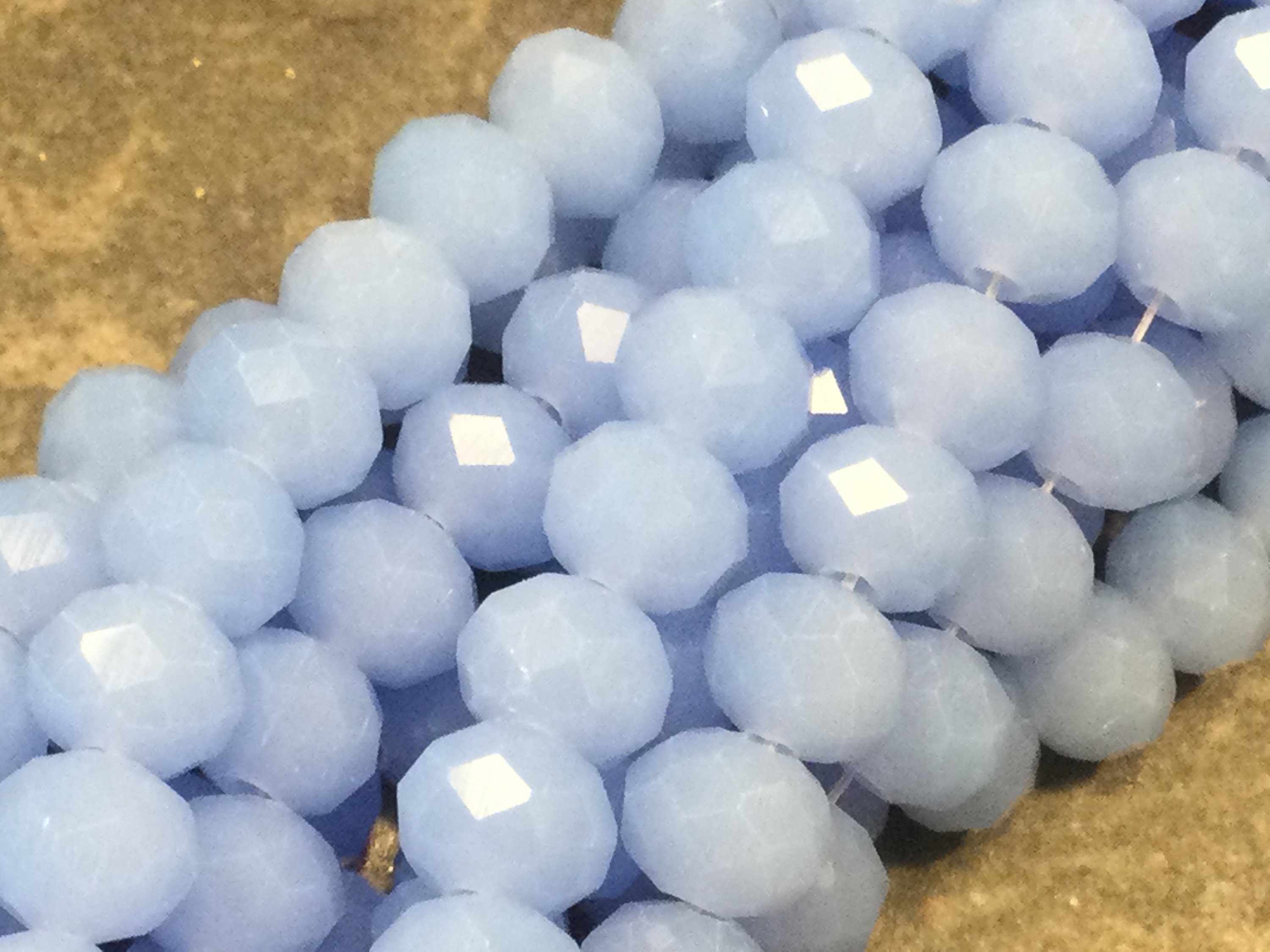 Opaque Milky Sky Blue Faceted Crystal Rondelle Beads 8mm 16 - Etsy