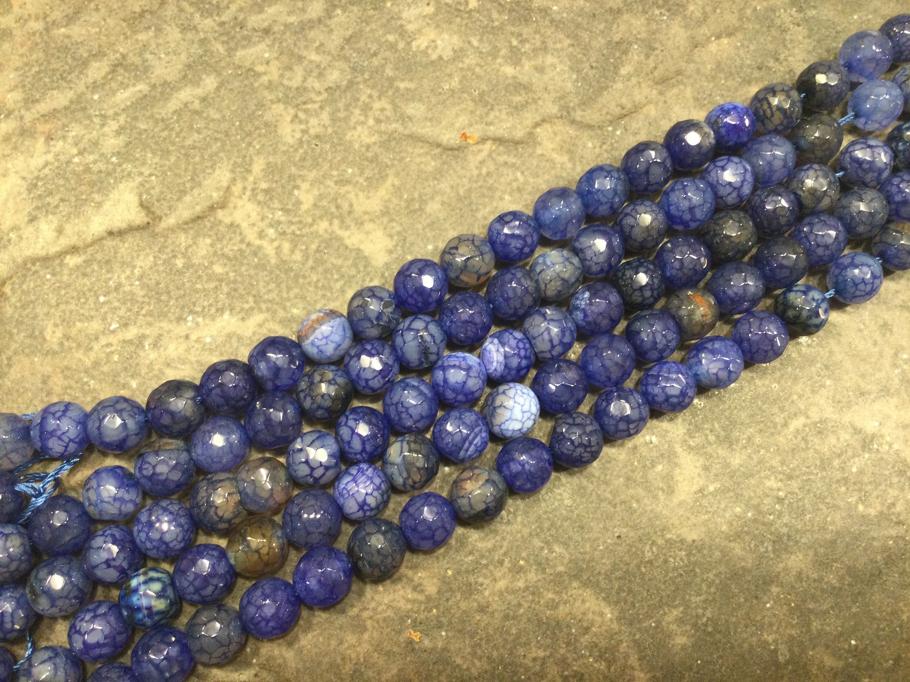 Blueberry Blue Dragon Vein Agate 8mm Beads 14 Inch Strand for Jewelry ...