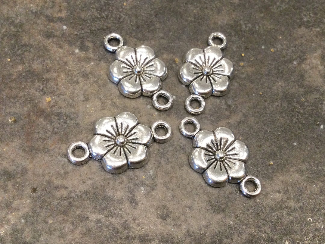 Silver Flower Connectors Package of 4 Connectors Spring Jewelry ...