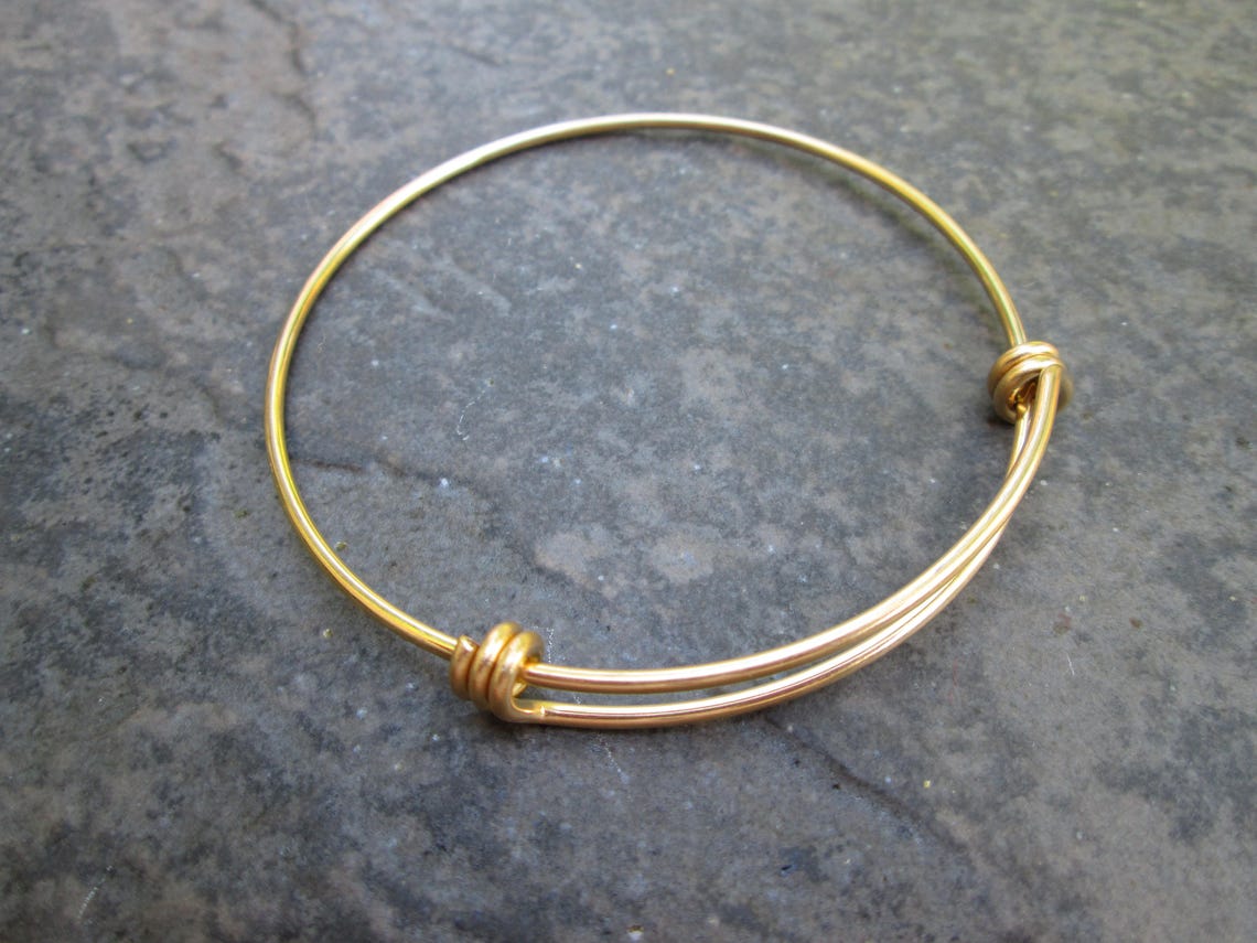 Gold STAINLESS STEEL Bangles Adjustable Wire Bangle Bracelet Blanks ...