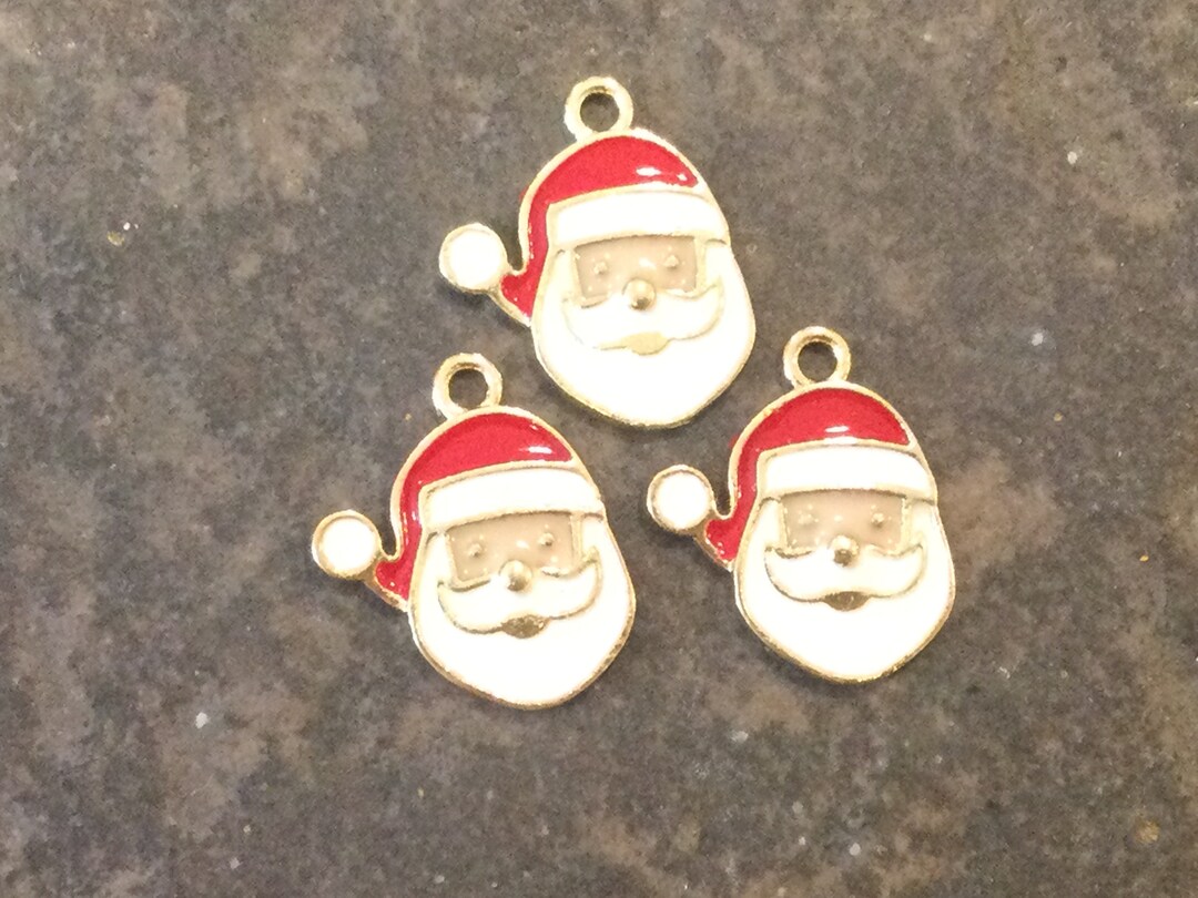 CLEARANCE Enamel Santa Claus Charms Set of 3 High Quality Charms in ...