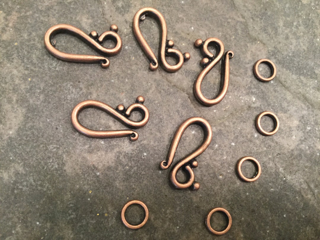 Antique Copper Hook Clasps Filigree Style Clasps Pack of 5 Clasps ...