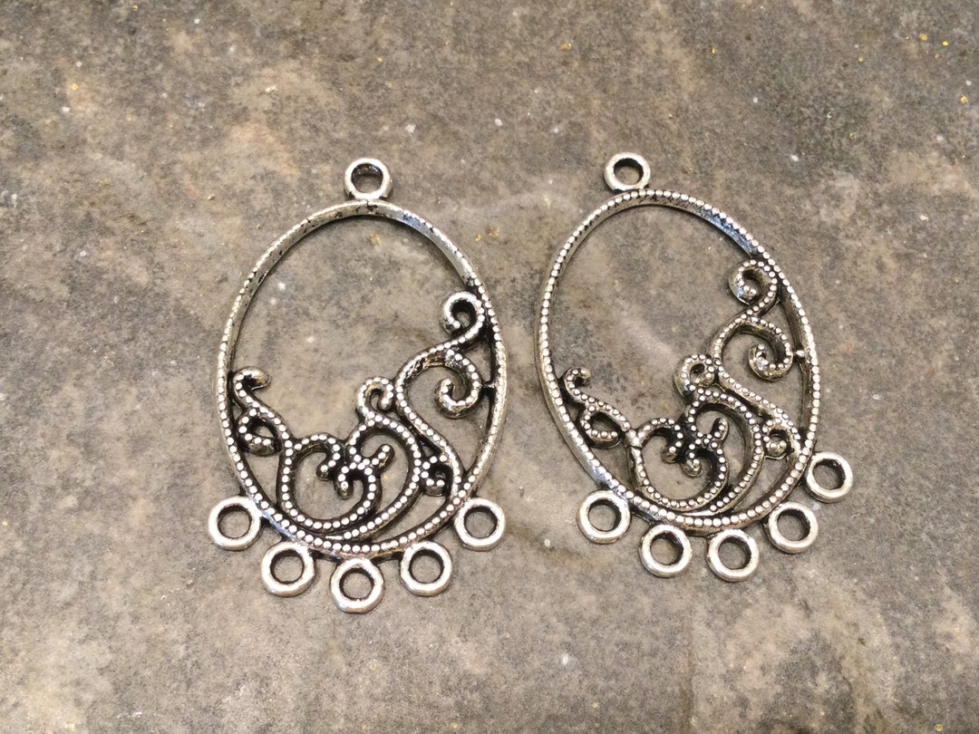 Silver Filigree Chandelier Earring Charms Package of 2 Charms Great for ...