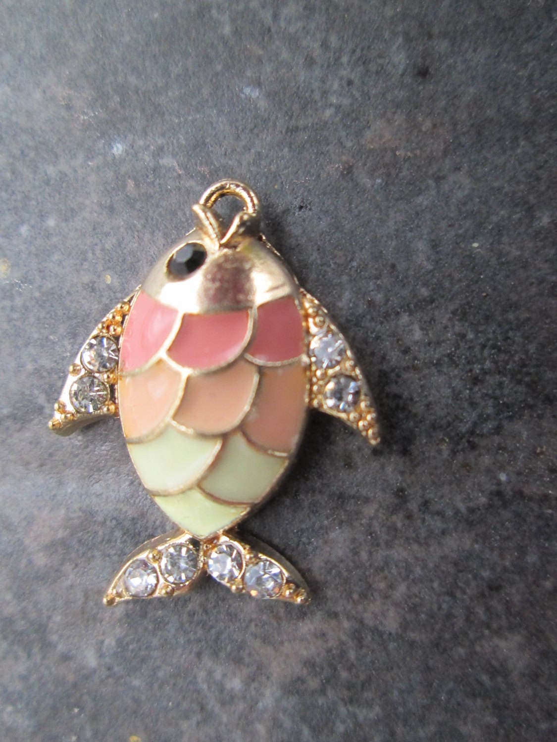 Enamel Fish Charms With Rhinestone Detail Package of 3 Charms - Etsy